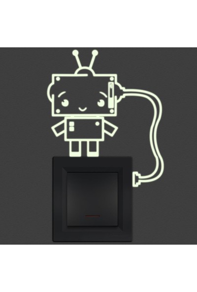 Asilmeydan 2 Adet Karanlıkta Parlayan Fosforlu Prize Bağlı Robot Figürlü Işık Anahtar, Priz Dekoratif Sticker Asilmeydan 2 Adet Karanlıkta Parlayan Fosforlu Prize Bağlı Robot Figürlü Işık Anahtar, Priz Dekoratif Sticker