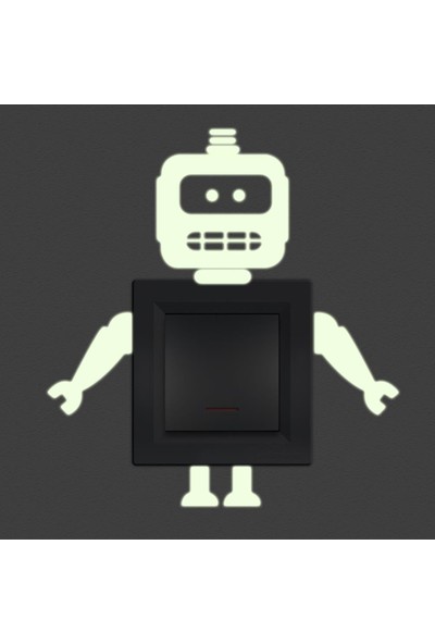 Asilmeydan 2 Adet Karanlıkta Parlayan Fosforlu Antenli Robot Figürlü Işık Anahtar, Priz Dekoratif Sticker Asilmeydan 2 Adet Karanlıkta Parlayan Fosforlu Antenli Robot Figürlü Işık Anahtar, Priz Dekoratif Sticker