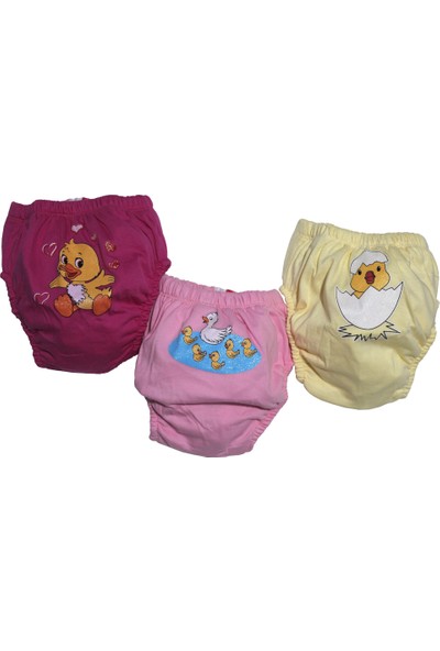 Poopes Minik Ördekler Temalı Kız Bebek 3'lü Alıştırma Külodu Poopes Minik Ördekler Temalı Kız Bebek 3'lü Alıştırma Külodu