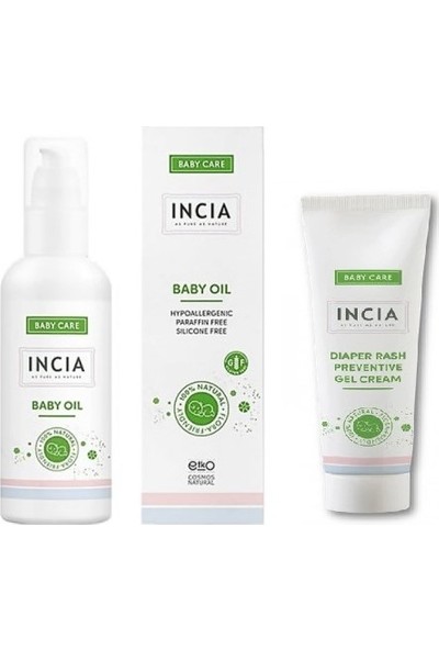 Incia Doğal E Vitaminli Bebek Yağı 110 ml + Pişik Önleyici Jel Krem 60 ml Incia Doğal E Vitaminli Bebek Yağı 110 ml + Pişik Önleyici Jel Krem 60 ml
