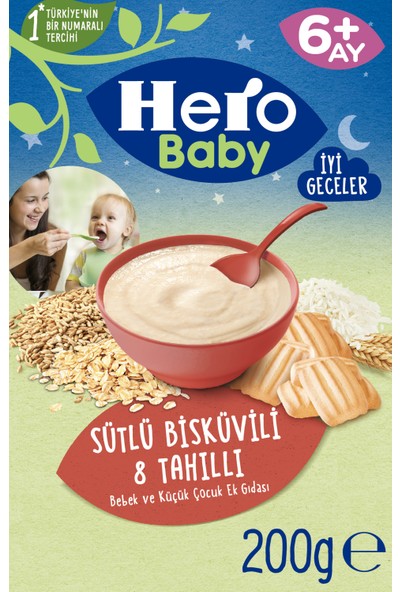Hero Baby Sütlü Bisküvili 8 Tahıllı Kaşık Maması 200 g