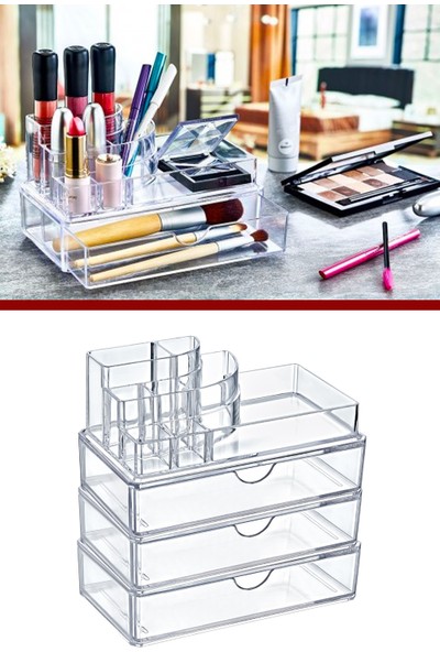 Meleni Home Podyum 8 Bölmeli 3 Çekmeceli Makyaj Organizer Kozmetik Ürün Düzenleyici Meleni Home Podyum 8 Bölmeli 3 Çekmeceli Makyaj Organizer Kozmetik Ürün Düzenleyici