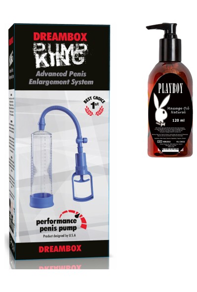 Dreambox Pumpking Dreambox Süper Vakum Mavi Penis Pompası ve Playboy Masaj Yağı Dreambox Pumpking Dreambox Süper Vakum Mavi Penis Pompası ve Playboy Masaj Yağı