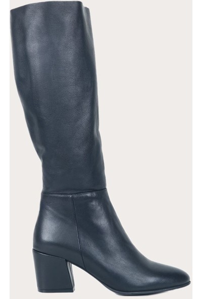 Bueno Deri Siyah Kadın Topuklu Çizme