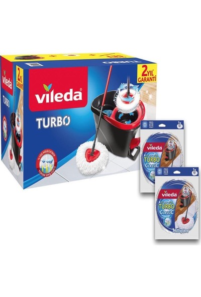 Vileda Turbo Pedallı Temizlik Seti + 2'li Yedek Paspas Vileda Turbo Pedallı Temizlik Seti + 2'li Yedek Paspas