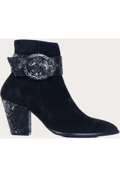 Bueno Nubuk Siyah Kadın Topuklu Bot