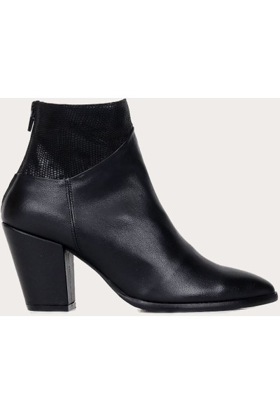 Bueno Deri Siyah Kadın Topuklu Bot