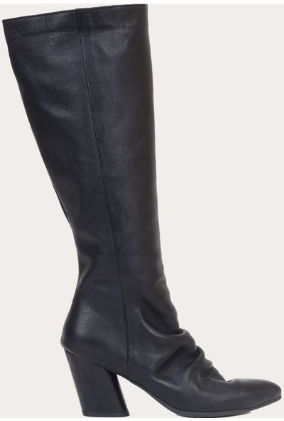 Bueno Deri Siyah Kadın Topuklu Çizme
