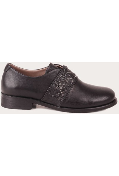 Bueno Deri Siyah Kadın Düz Ayakkabı