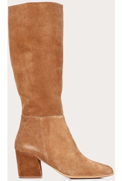 Bueno Süet Taba Kadın Topuklu Çizme