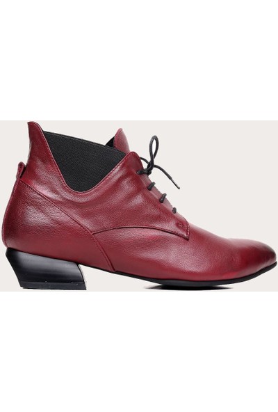 Bueno Shoes Deri Bordo Kadın Topuklu Bot