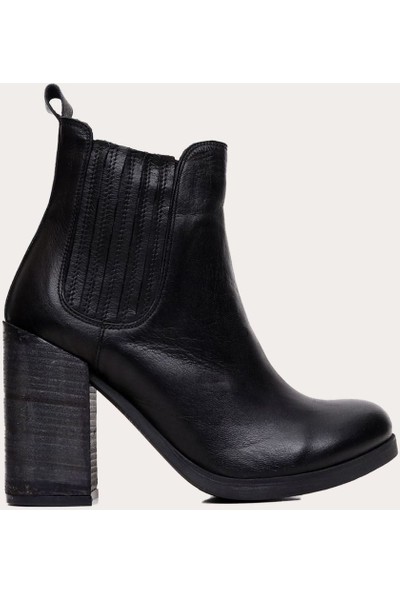 Bueno Shoes Deri Siyah Kadın Topuklu Bot