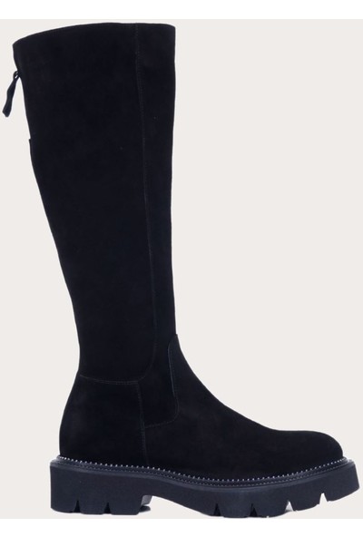 Bueno Shoes Süet Siyah Kadın Topuklu Çizme
