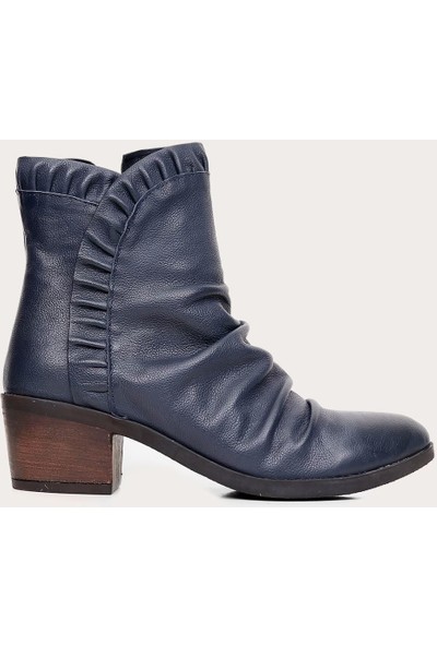Bueno Shoes Deri Lacivert Kadın Topuklu Bot