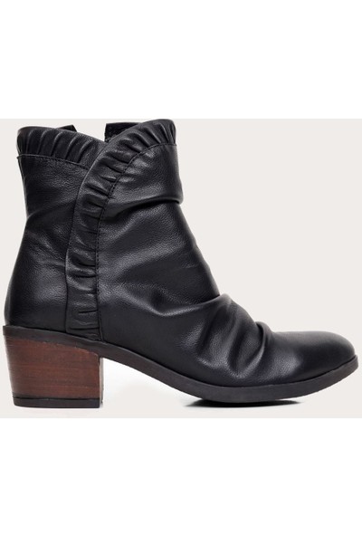 Bueno Shoes Deri Siyah Kadın Topuklu Bot