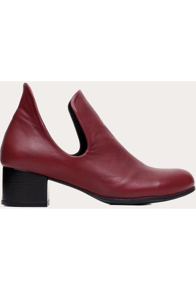 Bueno Shoes Deri Bordo Kadın Topuklu Bot