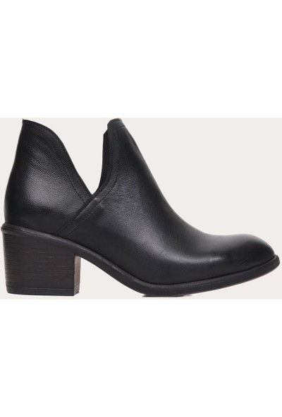 Bueno Shoes Deri Siyah Kadın Topuklu Bot