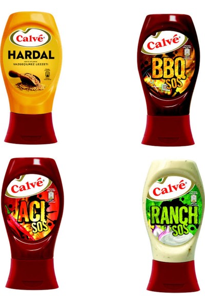 Calve Acısos - Bbq - Hardal - Ranch 4'lü Set Calve Acısos - Bbq - Hardal - Ranch 4'lü Set