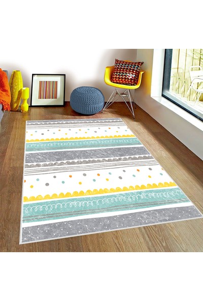 Bebişim Halı Bebişim Puantiyeli Yıldızlı Bİ143 Çocuk Odası Halısı