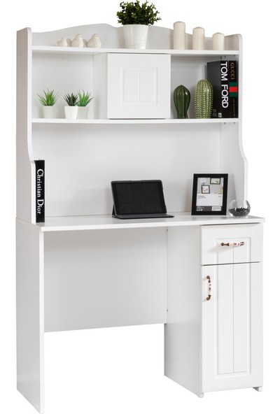 Setay Su MDF Kapaklı Üniteli Bilgisayar Masası - Beyaz