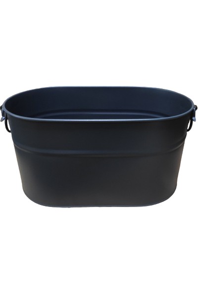 Esosh Home Dekoratif Oval Odun Kovası Demir Kulplu Siyah