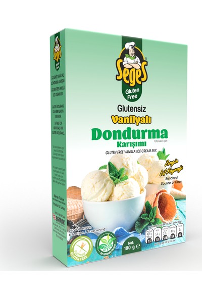 Seges Glutensiz Vanilyali Dondurma Karışımı 100 gr