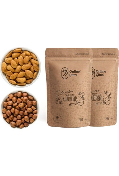 Karlıoğlu Çiğ Giresun Fındık 1kg + Çiğ Yerli Badem 1kg Karlıoğlu Çiğ Giresun Fındık 1kg + Çiğ Yerli Badem 1kg