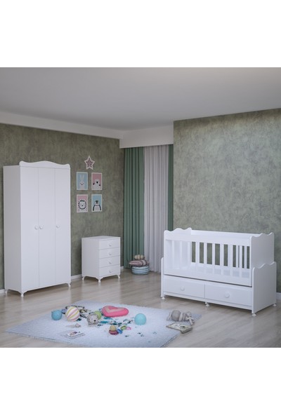 Garaj Home Elegant Yıldız 3 Kapaklı Bebek Odası Takımı