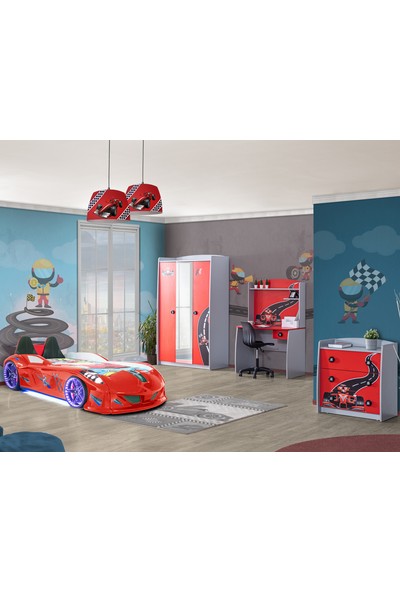 Setay Formula Çocuk Odası Full Jaguar Koltuklu Full Ledli Kırmızı Arabalı Yatak Setay Formula Çocuk Odası Full Jaguar Koltuklu Full Ledli Kırmızı Arabalı Yatak