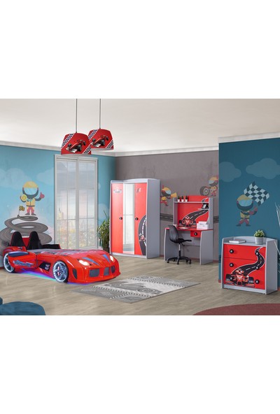 Setay Formula Çocuk Odası Full Audi Koltuklu Full Ledli Kırmızı Arabalı Yatak Setay Formula Çocuk Odası Full Audi Koltuklu Full Ledli Kırmızı Arabalı Yatak