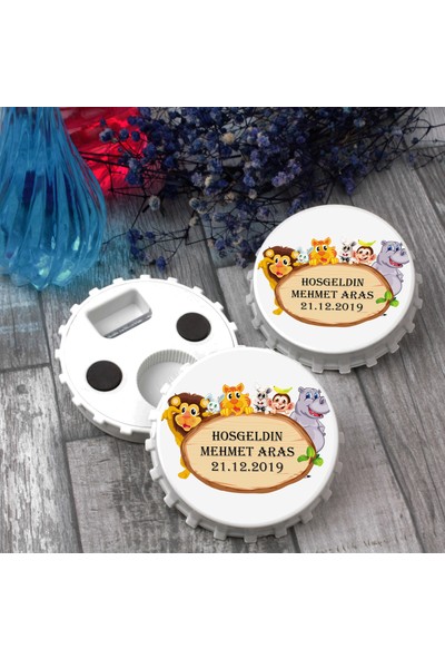 Safari Temalı Kapak Şeklinde Açacak Magnet 8,5 cm Çap Bebek Şekeri - 25 Adet Safari Temalı Kapak Şeklinde Açacak Magnet 8,5 cm Çap Bebek Şekeri - 25 Adet