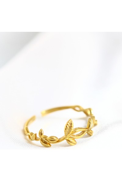 Melodi 14K Gold Kaplama Aşk Sarmaşığı Ayarlanabilir Kadın Yüzük