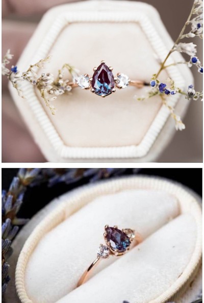 Melodi 14K Rose Altın Kaplama Mistik Topaz Taşlı Kadın Yüzük Melodi 14K Rose Altın Kaplama Mistik Topaz Taşlı Kadın Yüzük