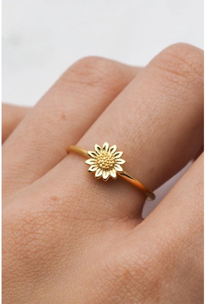 Melodi 14K Gold Kaplama Papatya Motifli Minimal Kadın Yüzük