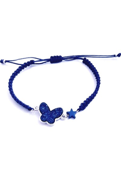 Funny Takı Lacivert Hematit Yıldızlı Koyu Mavi Kelebek Bileklik