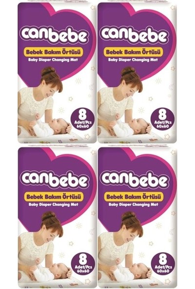 Canbebe Bebek Bakım Örtüsü 60 x 60 cm 32 Adet Canbebe Bebek Bakım Örtüsü 60 x 60 cm 32 Adet
