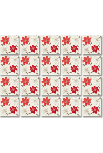 Tink Kırmızı Çiçek Desenli Pvc Karo 10X10 cm 20'li Paket Tink Kırmızı Çiçek Desenli Pvc Karo 10X10 cm 20'li Paket