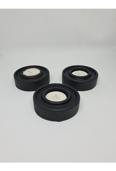 Dudo Baby Beton 3'lü Tealight Mumluk Yuvarlak Dudo Baby Beton 3'lü Tealight Mumluk Yuvarlak
