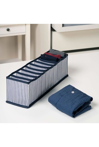 Ocean Home 10 Bölmeli Lacivert Çizgili Çekmece Içi Düzenleyici