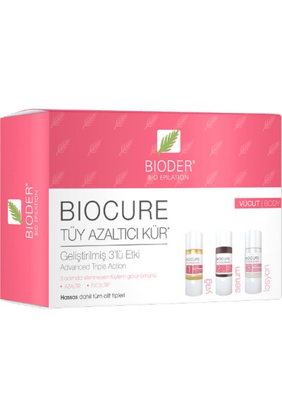 Bioder Vücut Bölgesi Için Tüy Azaltıcı Kür 3 x 10 ml Bioder Vücut Bölgesi Için Tüy Azaltıcı Kür 3 x 10 ml