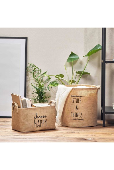 Ocean Home 2'li Jüt Sepet Set // 30X21X18+30X31