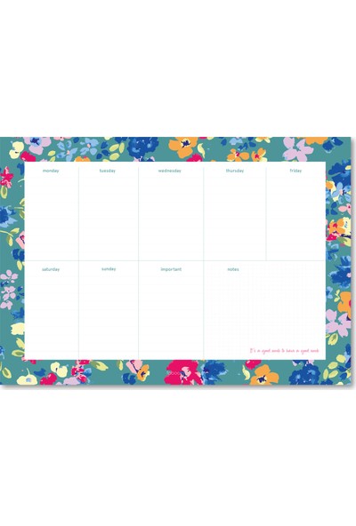 FAbooks Çiçekli A4 Haftalık Planlayıcı Turkuaz FAbooks Çiçekli A4 Haftalık Planlayıcı Turkuaz