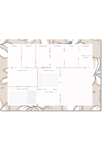 FAbooks A4 Haftalık Planlayıcı Krem FAbooks A4 Haftalık Planlayıcı Krem