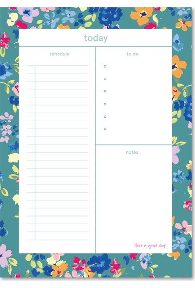 FAbooks Çiçekli A5 Günlük Planlayıcı Turkuaz FAbooks Çiçekli A5 Günlük Planlayıcı Turkuaz