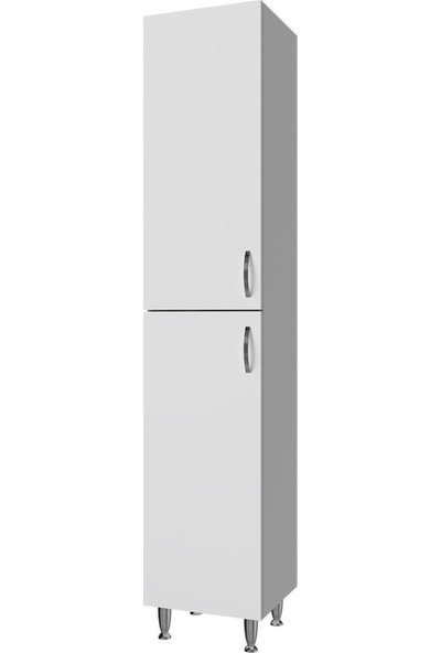 Banos BD1 Metal Ayaklı 2 Kapaklı Beyaz 165 x 35 cm Banyo Boy Dolabı