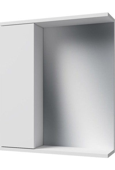 Banos AD4 Kulpsuz Tek Kapaklı Beyaz Mdf 60 cm Aynalı Banyo Üst Dolabı