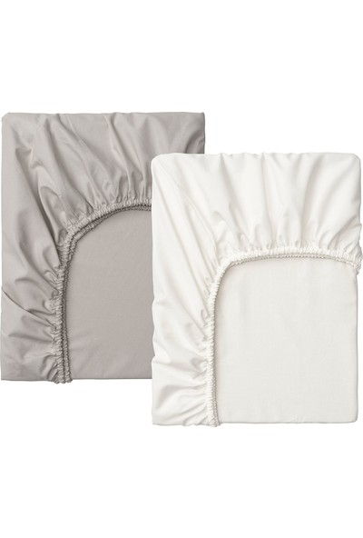 Tatlıdil 2'li Gri-Beyaz Bebek Lastikli 60 x 120 cm Pamuklu Penye Çarşaf