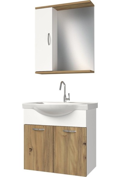 Banos KL2 Ayaksız 2 Kapaklı Lavabolu Ceviz Beyaz Mdf 65 cm Banyo Dolabı + Aynalı Banyo Üst Dolabı Banos KL2 Ayaksız 2 Kapaklı Lavabolu Ceviz Beyaz Mdf 65 cm Banyo Dolabı + Aynalı Banyo Üst Dolabı