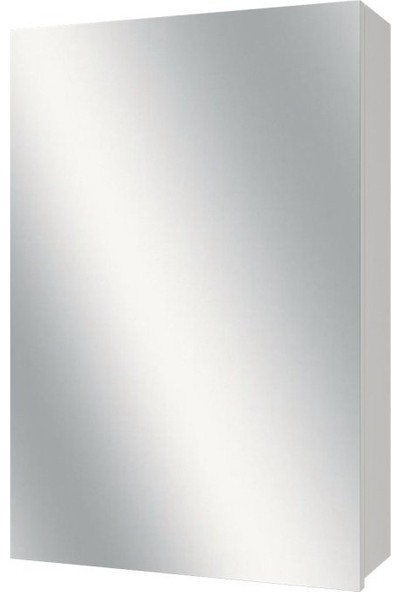 Banos AD1 Kulpsuz Tek Kapaklı Beyaz Mdf 55 cm Aynalı Banyo Üst Dolabı