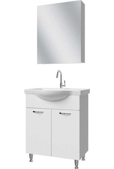 Banos AL1 Metal Ayaklı 2 Kapaklı Lavabolu Beyaz Mdf 65 cm Banyo Dolabı + Aynalı Banyo Üst Dolabı Banos AL1 Metal Ayaklı 2 Kapaklı Lavabolu Beyaz Mdf 65 cm Banyo Dolabı + Aynalı Banyo Üst Dolabı